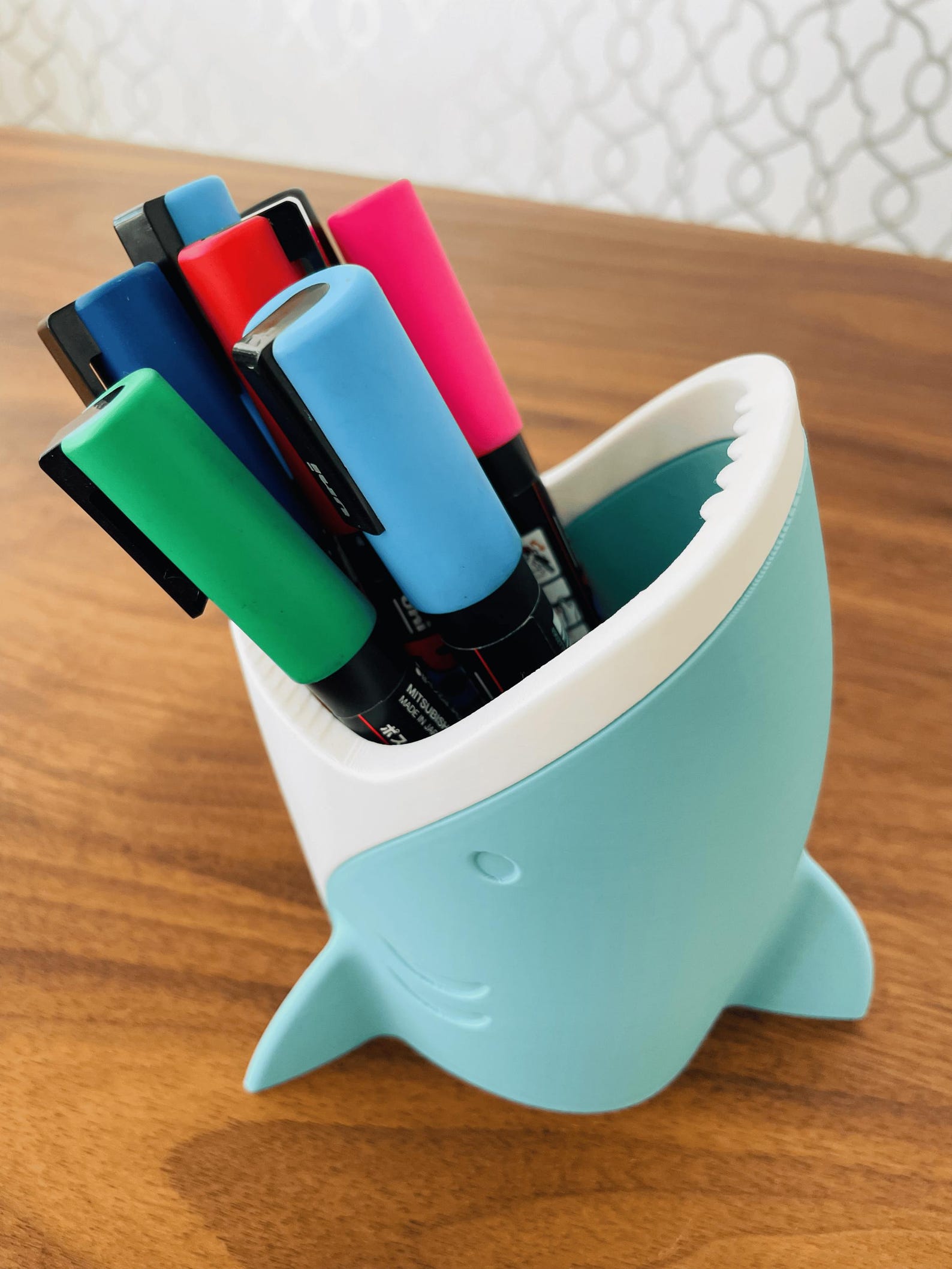 Shark Head Pencil Holder, 3d Printed Desk Organizer for Pens, Markers ...
