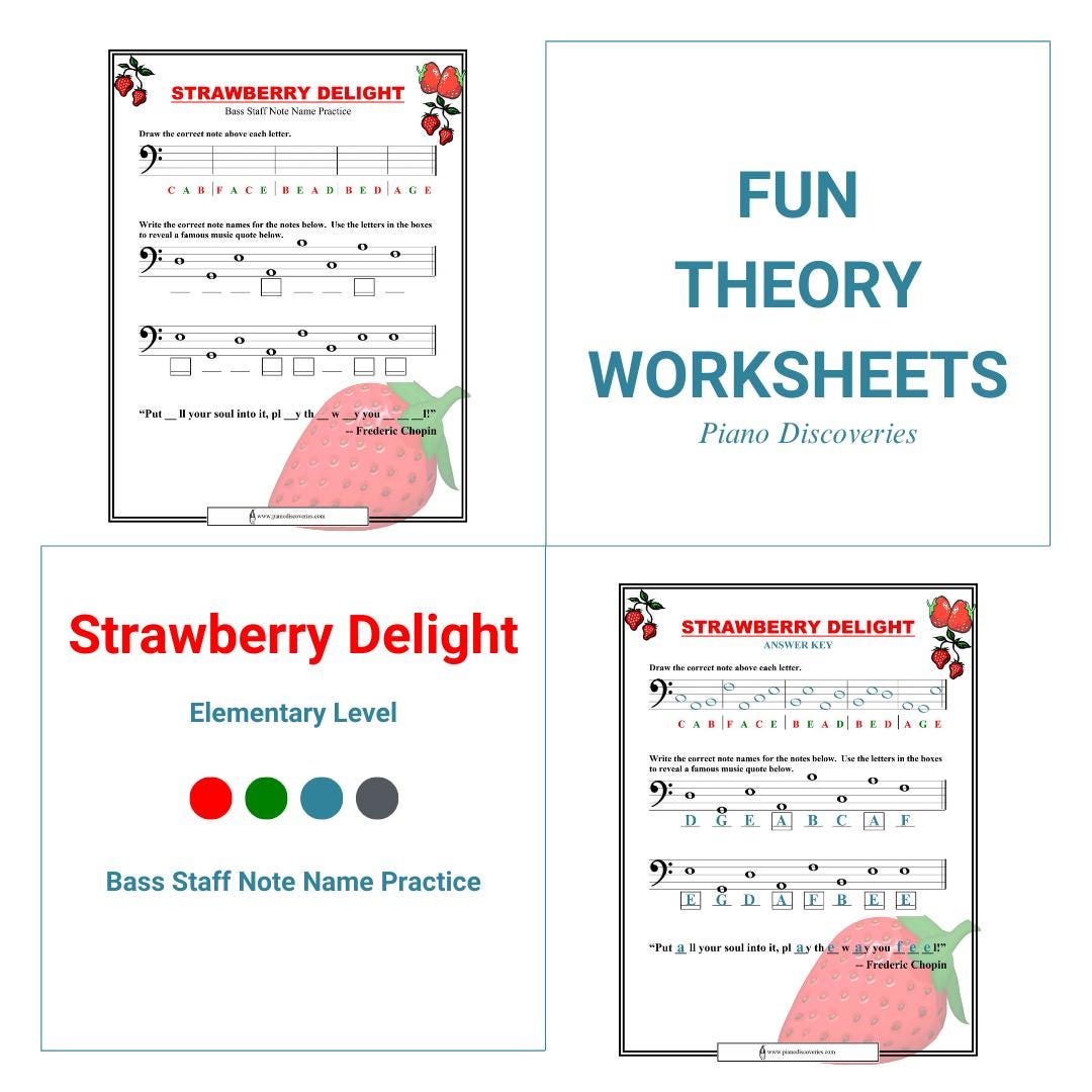 Piano Worksheet, Bass Staff Note Name Practice, Elementary Piano, Piano ...