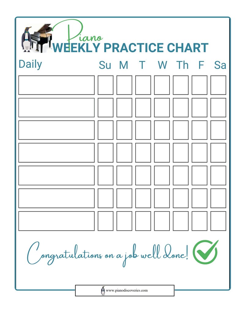 Weekly Piano Practice Chart, Student Incentive, FREE Manuscript Paper ...