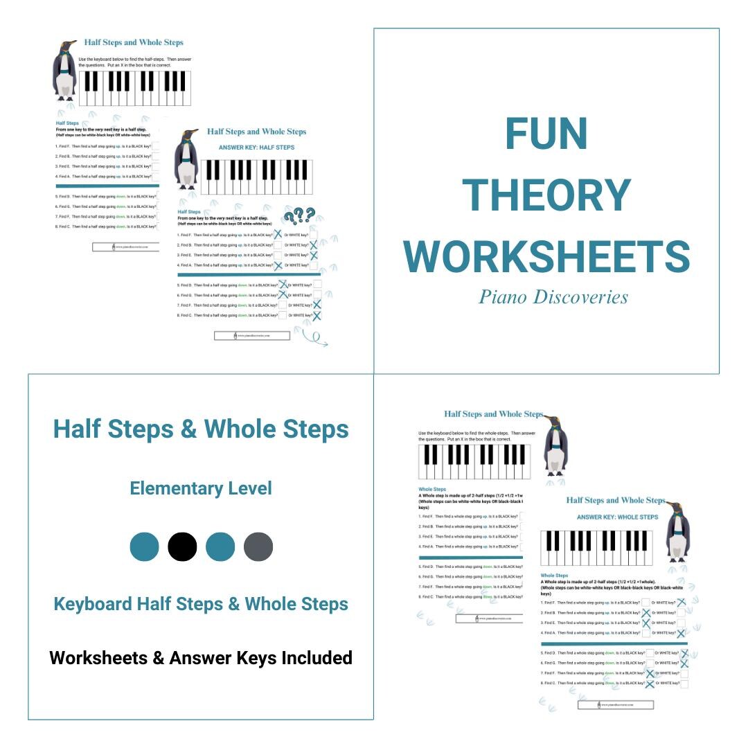 Half Steps & Whole Steps, Fun Elementary Piano Theory Worksheet - Etsy