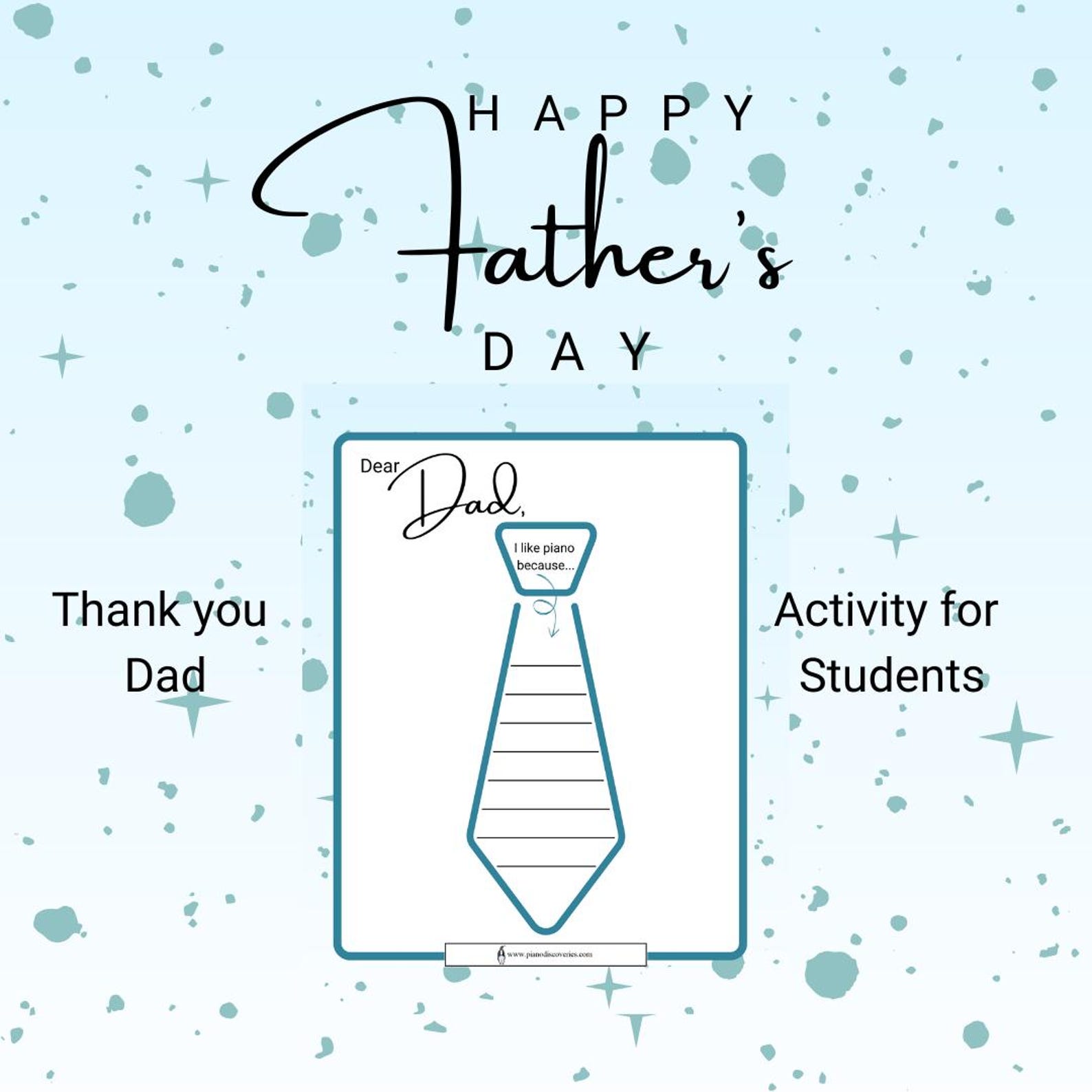 Father's Day Piano Lesson Activity Card (PDF Download) - Etsy