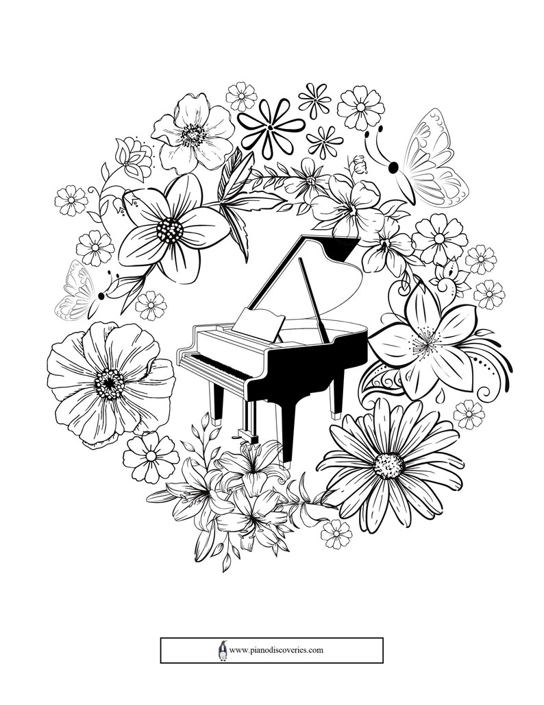 Spring Piano Coloring Page, Spring-theme, Piano Lessons, Fun Student ...