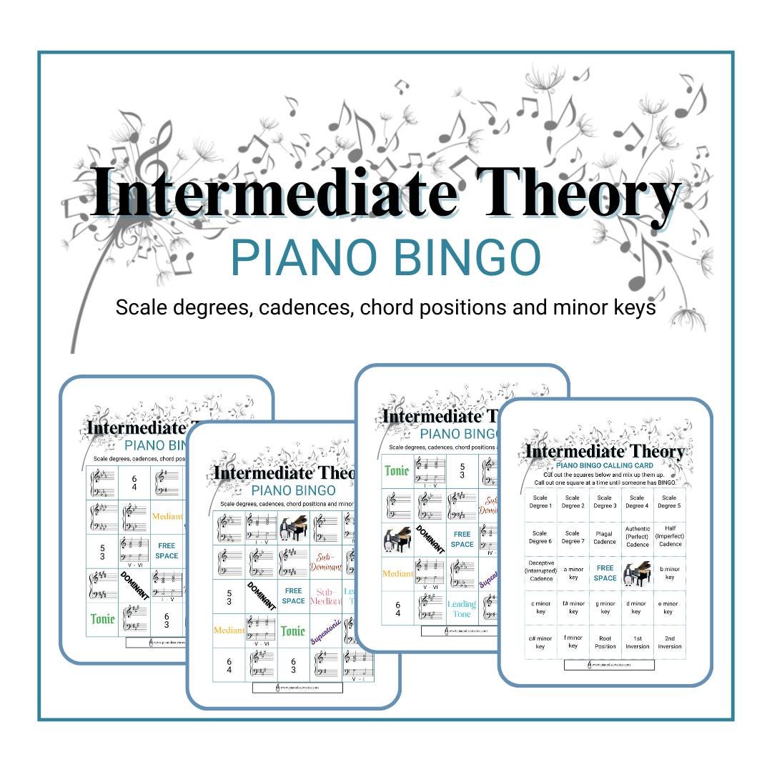 Piano Theory Bingo Game: Intermediate Music Education (PDF Download) - Etsy