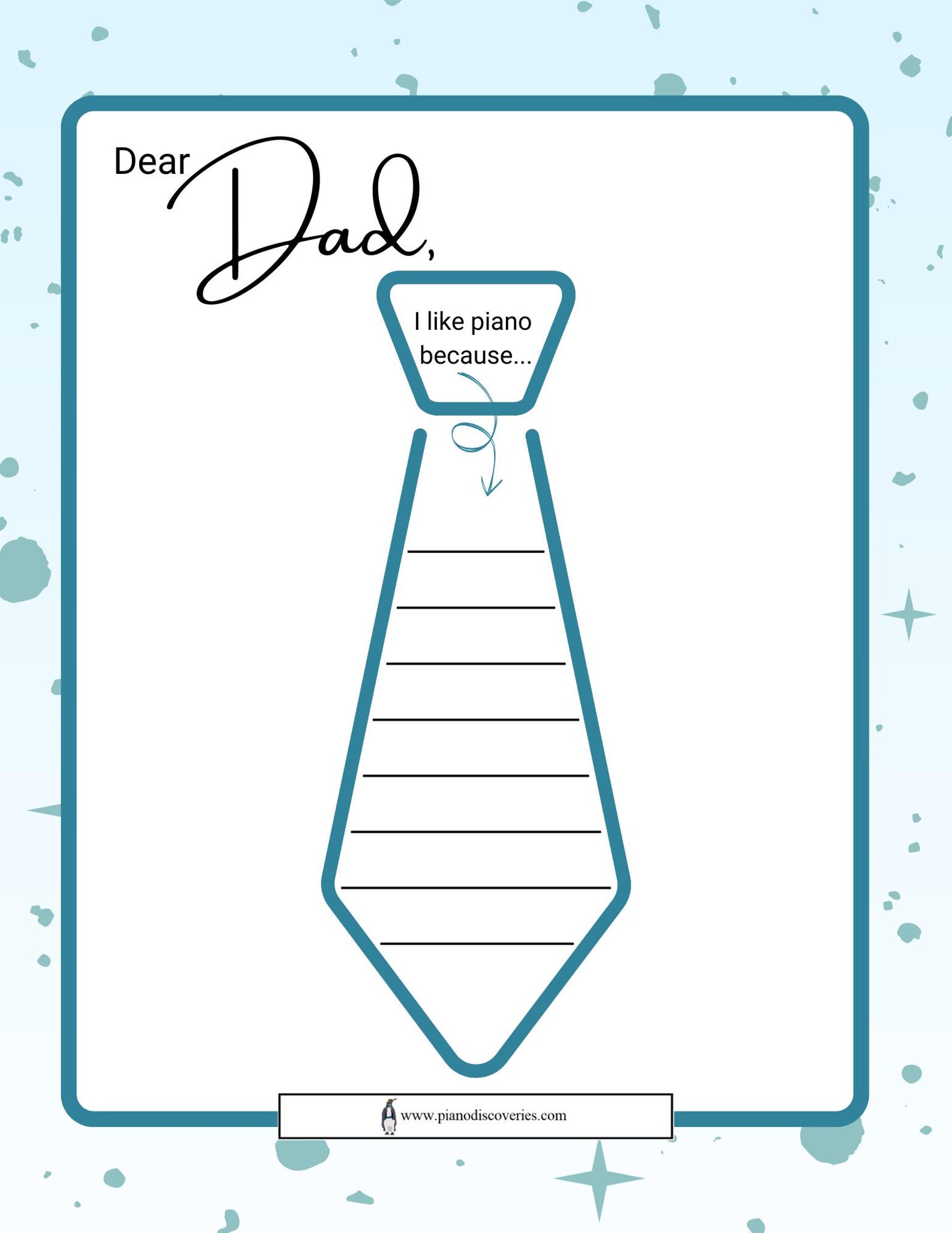 Father's Day Piano Lesson Activity Card (PDF Download) - Etsy