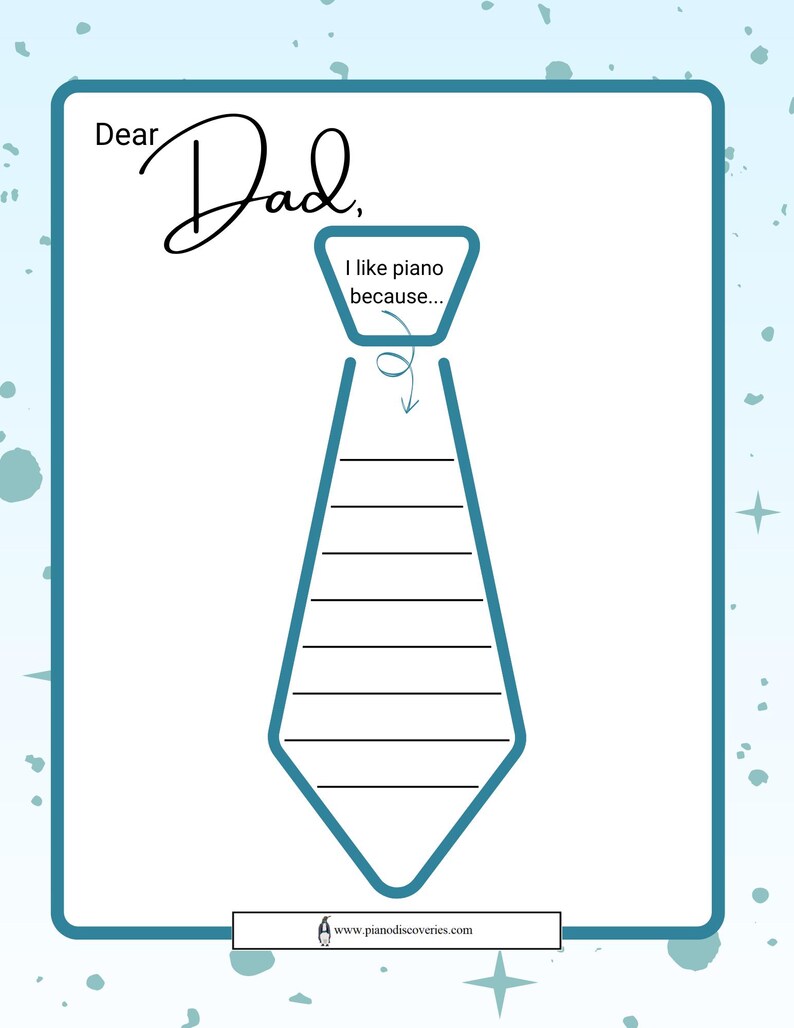 Father's Day Piano Lesson Activity Card (PDF Download) - Etsy