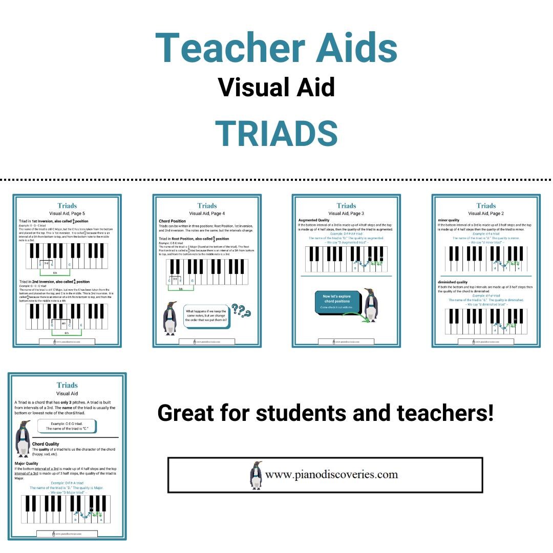 Triads Visual Aid, Student Guide, Music Theory Explanation, Support for ...