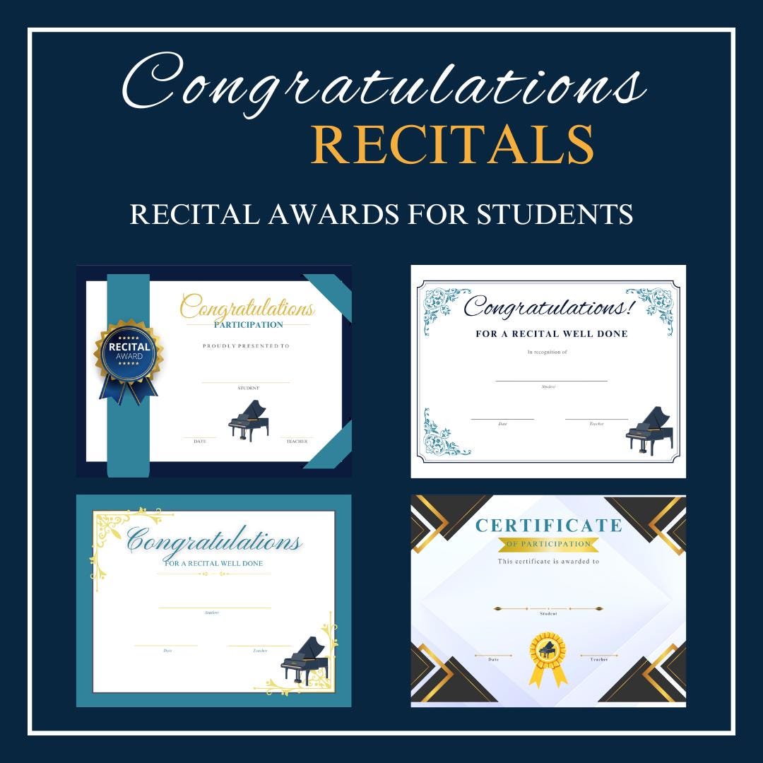 Recital Awards, Certificate of Achievement, Congratulations, Piano ...