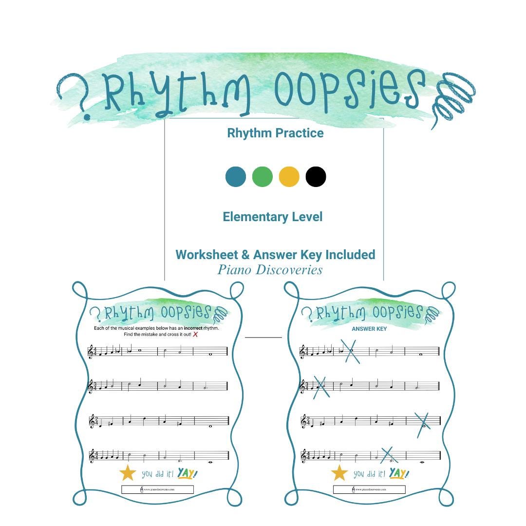Rhythm Oopsies: Elementary Music Rhythm Worksheet (PDF Download) - Etsy