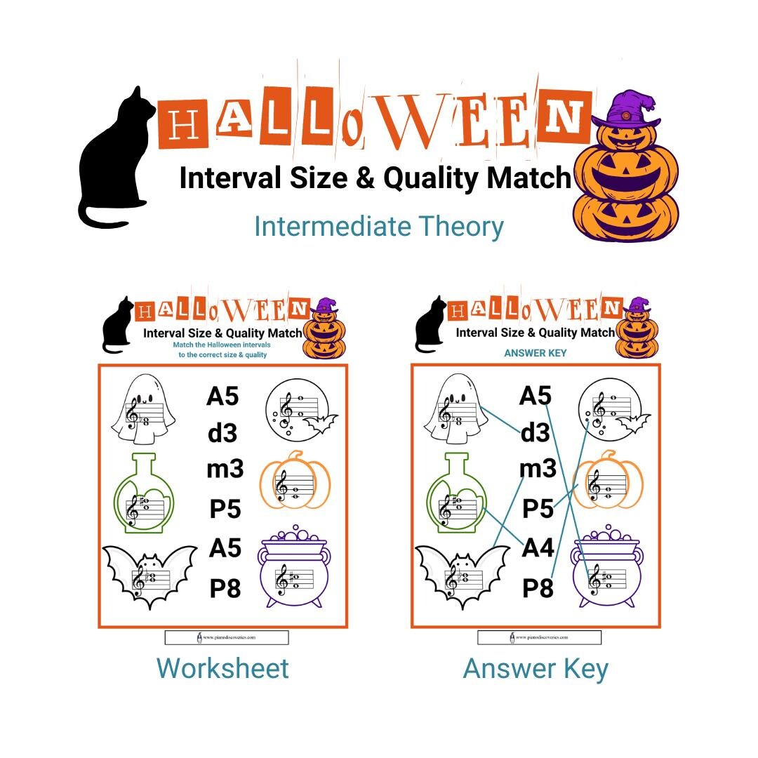 Halloween Interval Size & Quality Match Worksheet, Late-intermediate ...