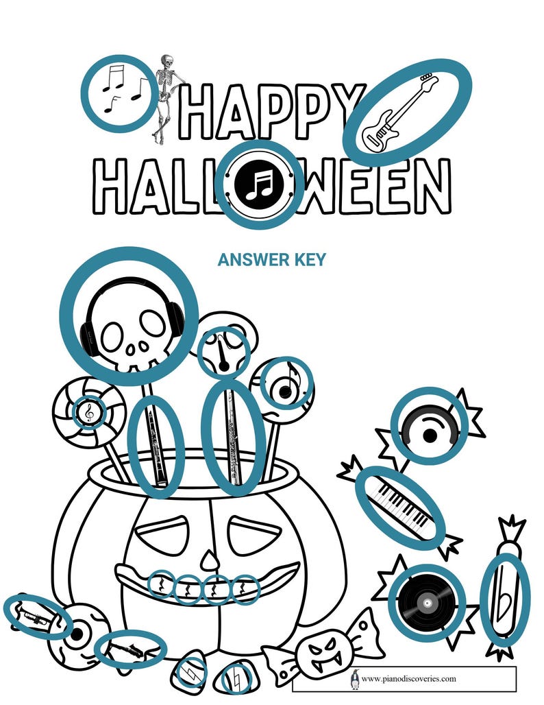 Halloween Music Hidden Pictures Coloring Activity (PDF Download) - Etsy