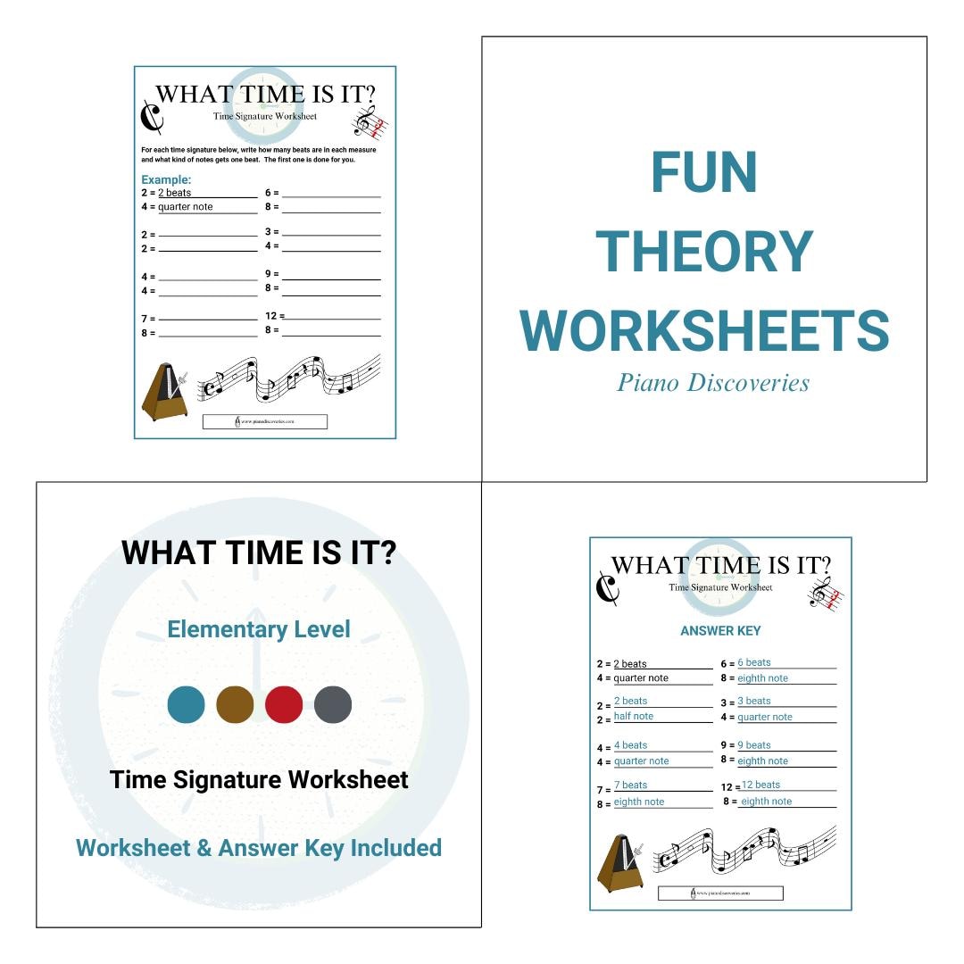 What Time is It?, Elementary Theory Time Signature Worksheet - Etsy