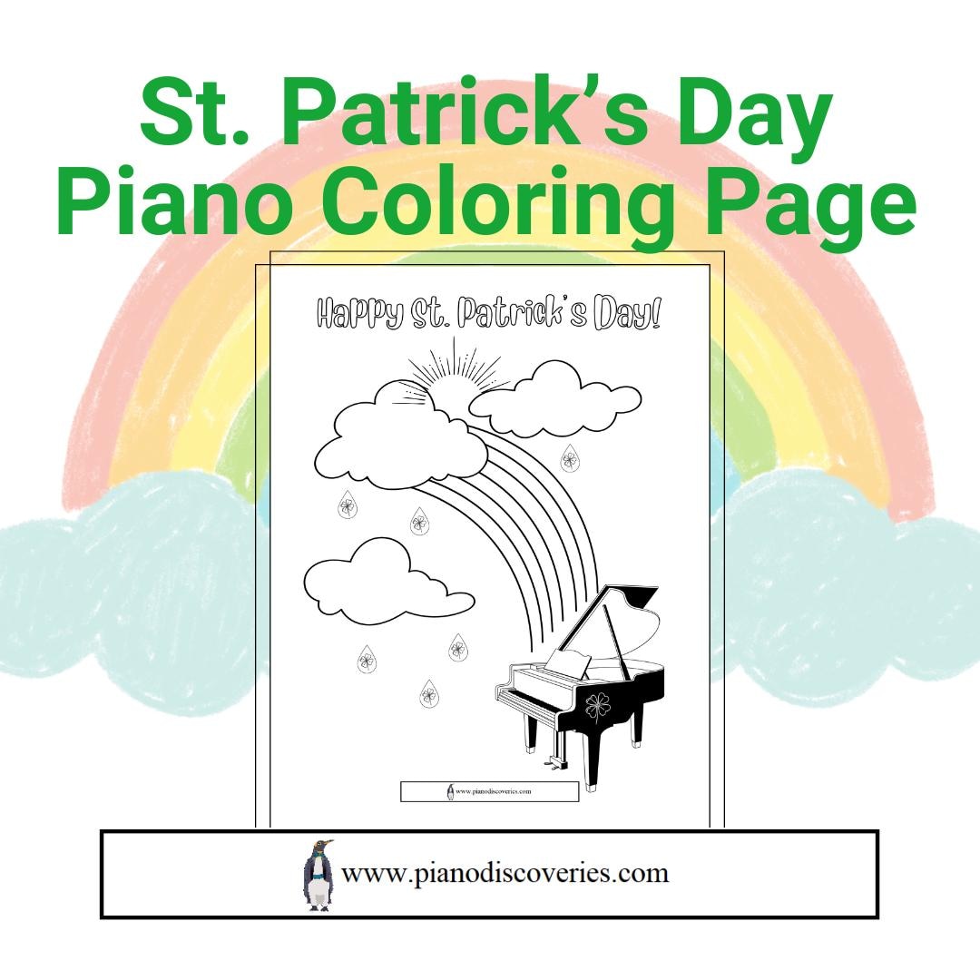 Happy St. Patrick's Day Piano Coloring Page, Individual or Group Lesson ...