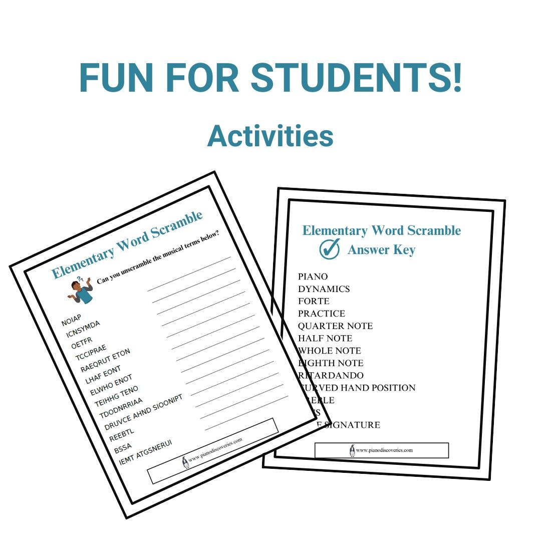 Elementary Word Scramble, Fun Music Activity - Etsy