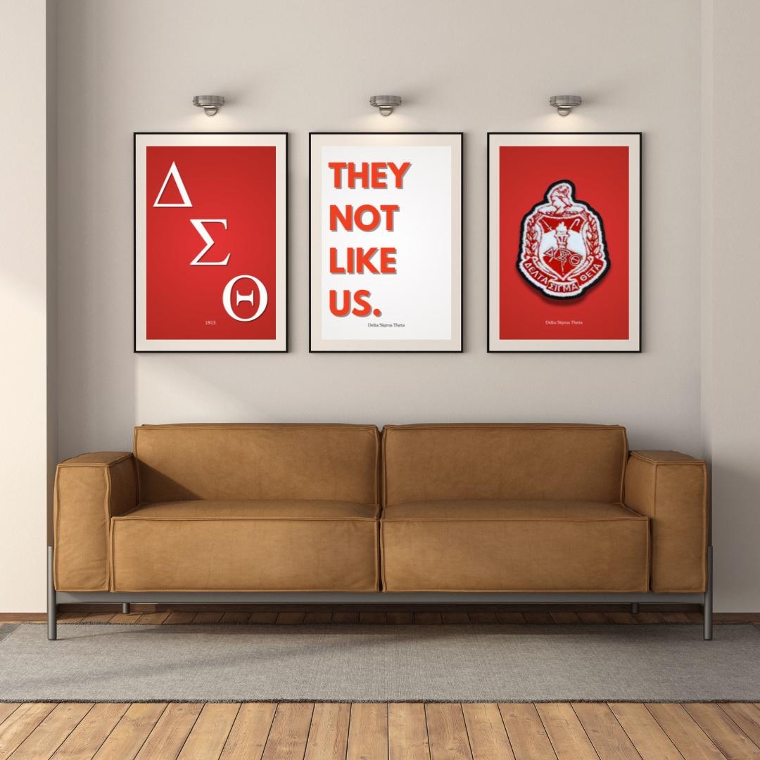 Red and White DST Sorority Poster - Divine 9 Black Greek Art for Dorm ...
