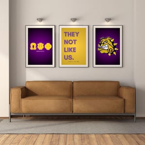 Purple and Yellow Omega Que Dawg Fraternity Poster - Divine 9 Black ...