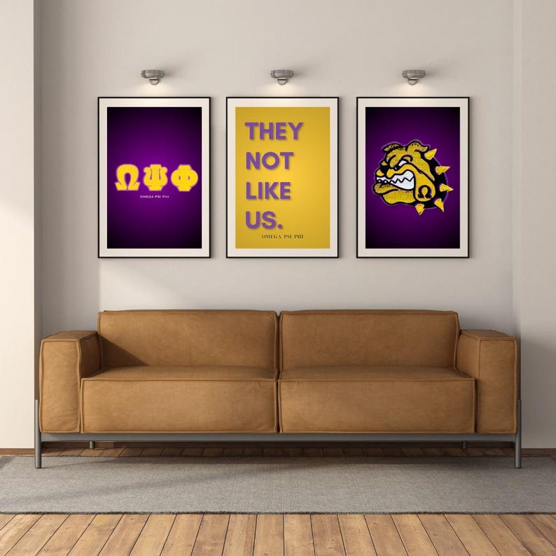 Purple and Yellow Omega Que Dawg Fraternity Poster - Divine 9 Black ...