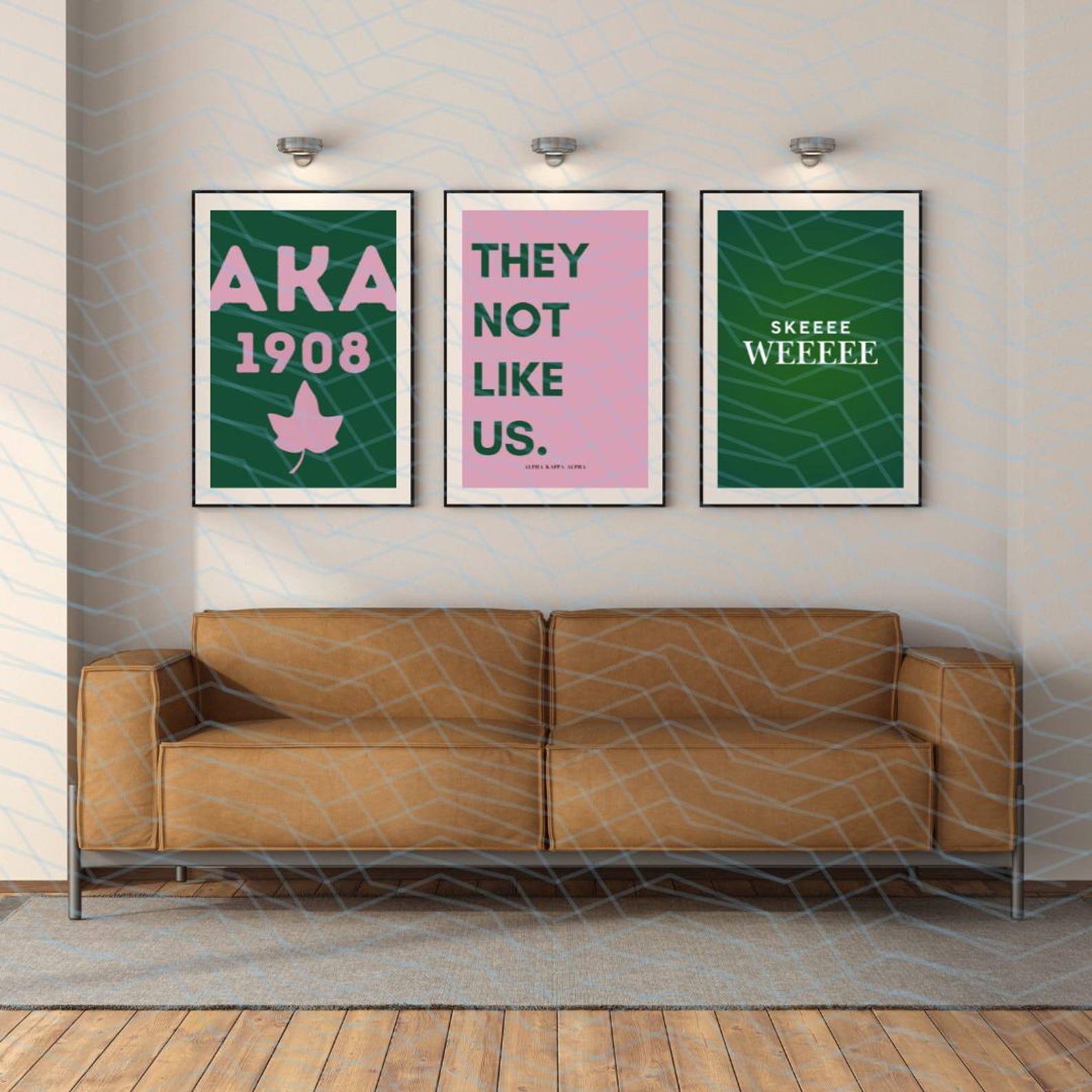 Pink and Green AKA Sorority Poster - Divine 9 Black Greek Art for Dorm ...