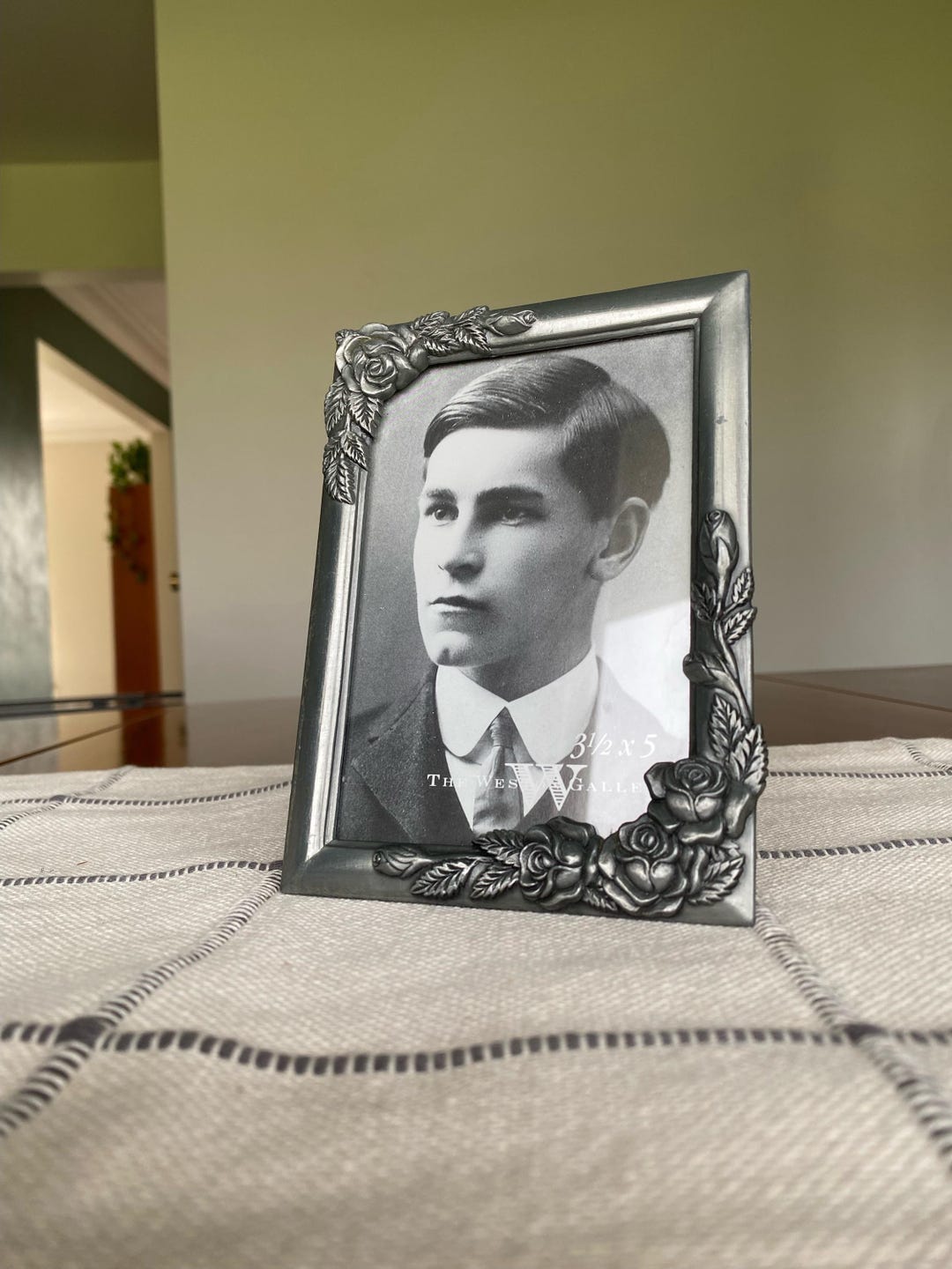 Vintage Pewter Style Photo Frame- Picture Frame With Flowers - Etsy