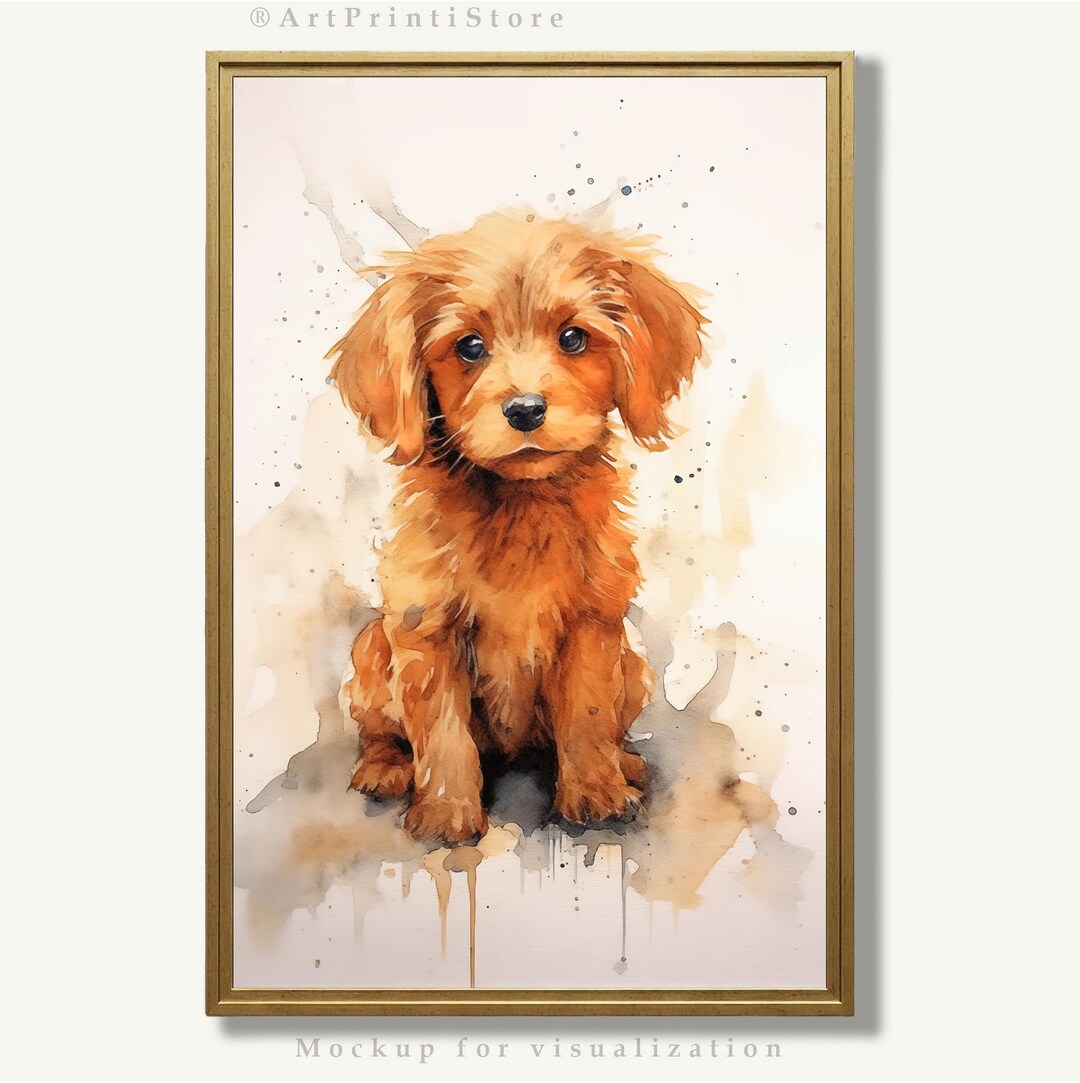 Puppy Art Print Cute Dog Painting Watercolor Animal Artwork Pet ...