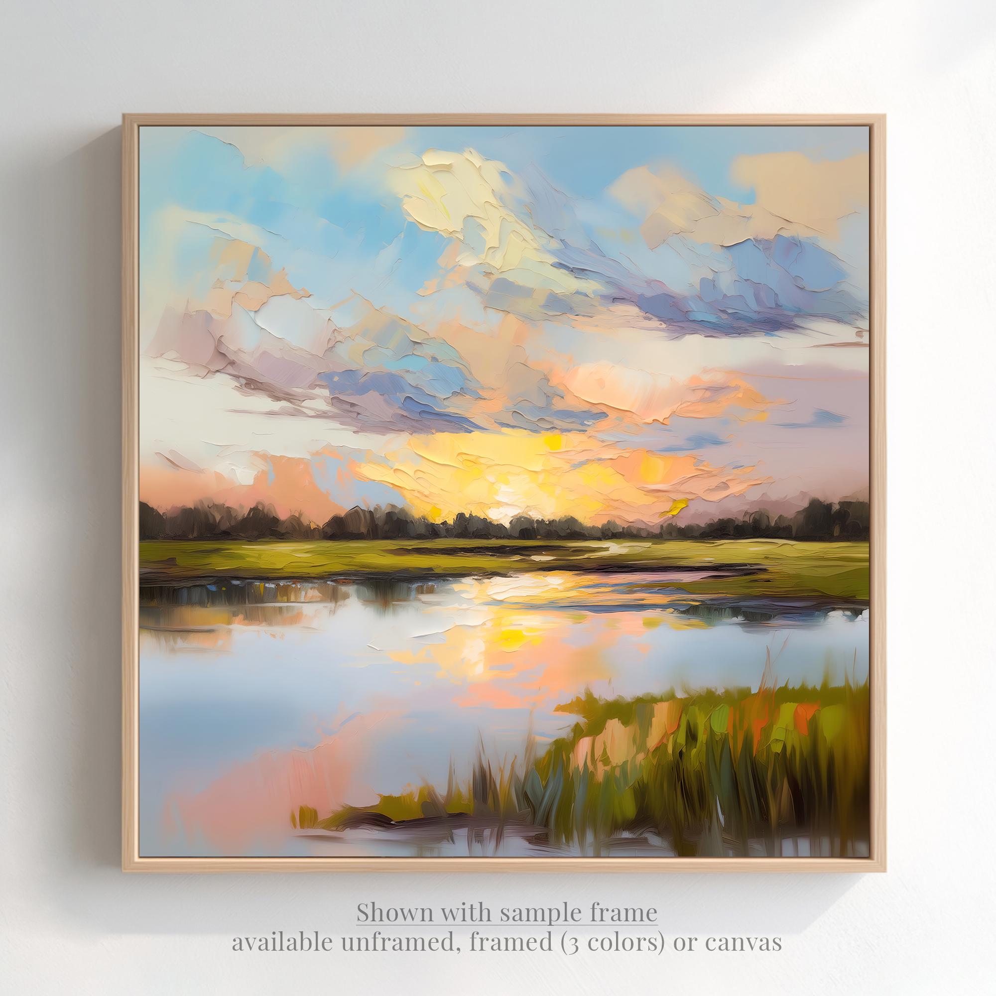 Marsh Oil Print Charleston Wall Art Coastal Landscape Artwork Salt ...