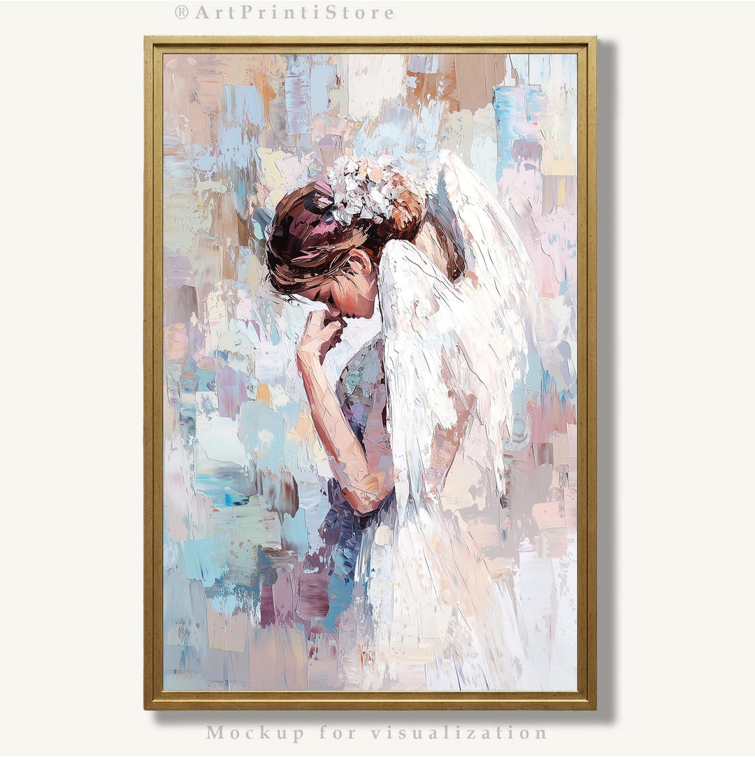Angel Art Print Pastel Wall Art Ethereal Spiritual Oil Painting