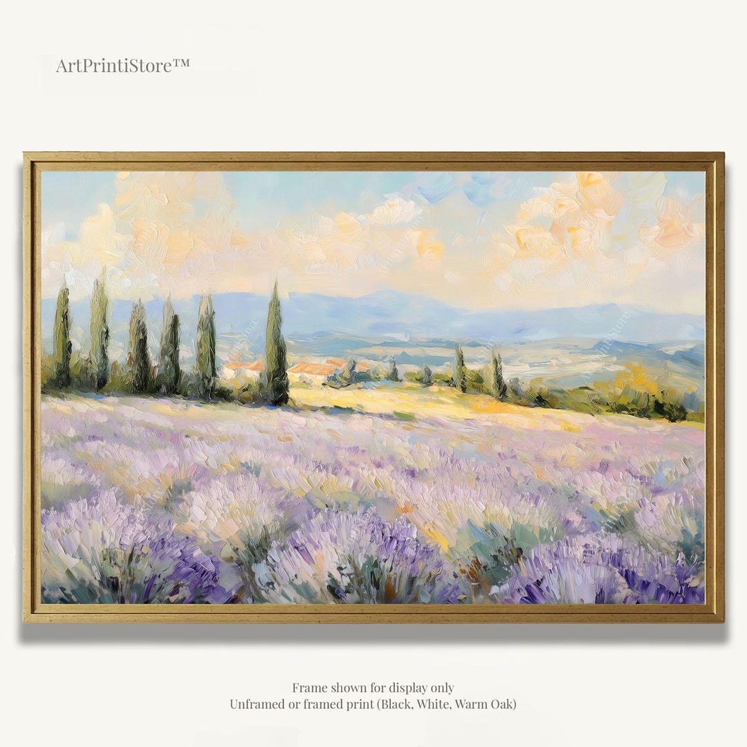 Lavender Field Wall Art Print Floral Oil Painting Countryside Provence ...