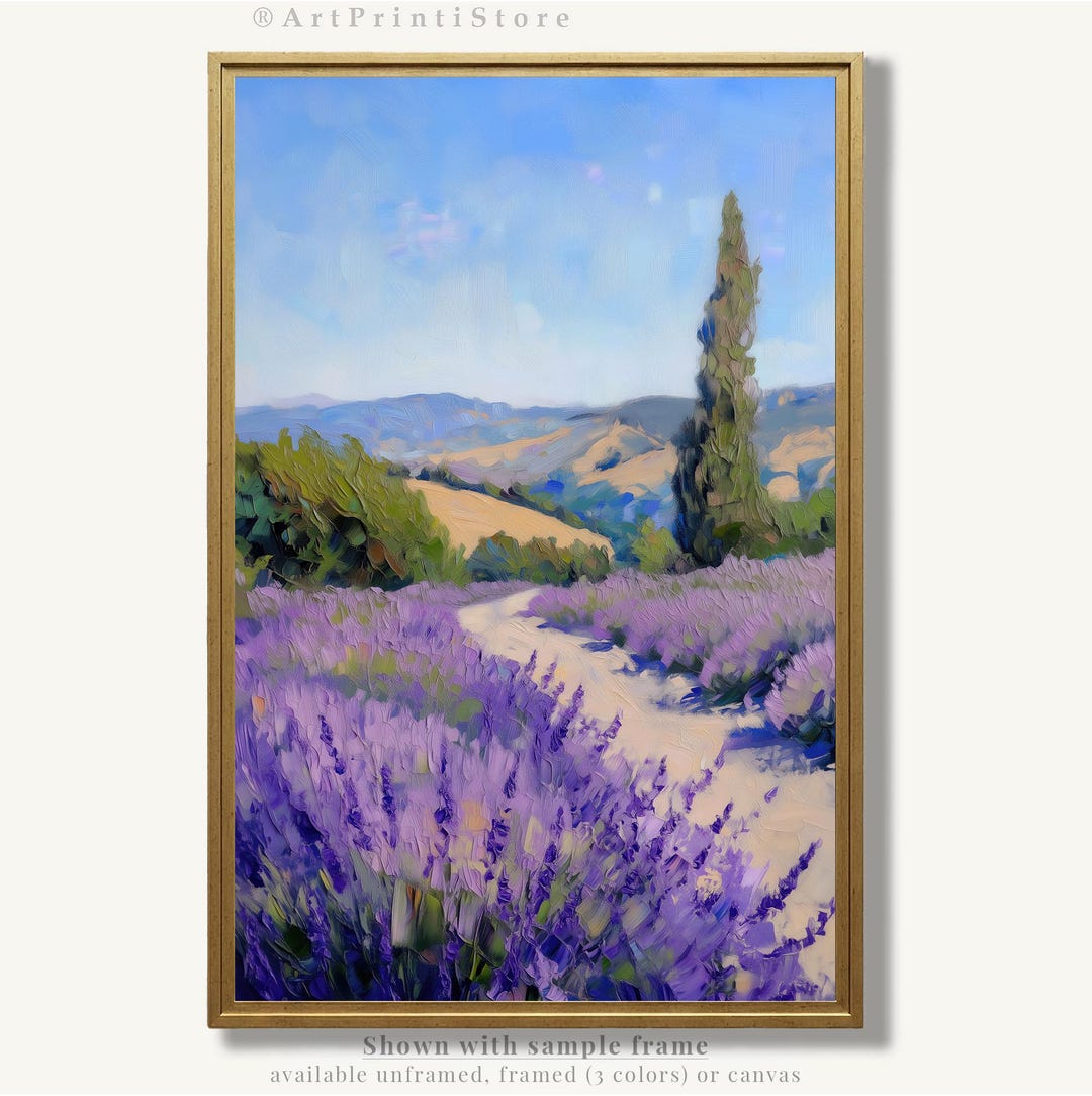 Provence Landscape Wall Art Print French Countryside Oil Painting Style ...
