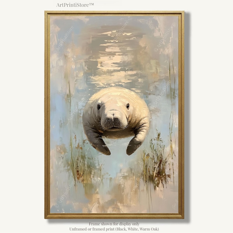 Oil Painting Manatee - Etsy