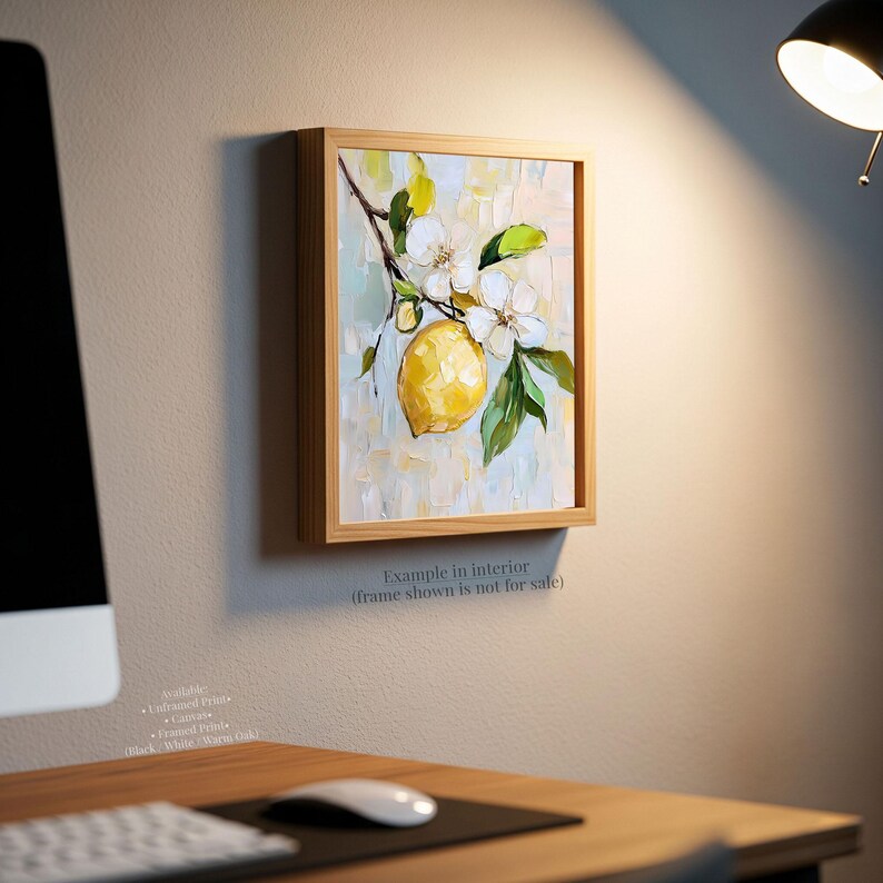 Lemon Art Print Kitchen Botanical Oil Painting Fruit Poster Floral ...