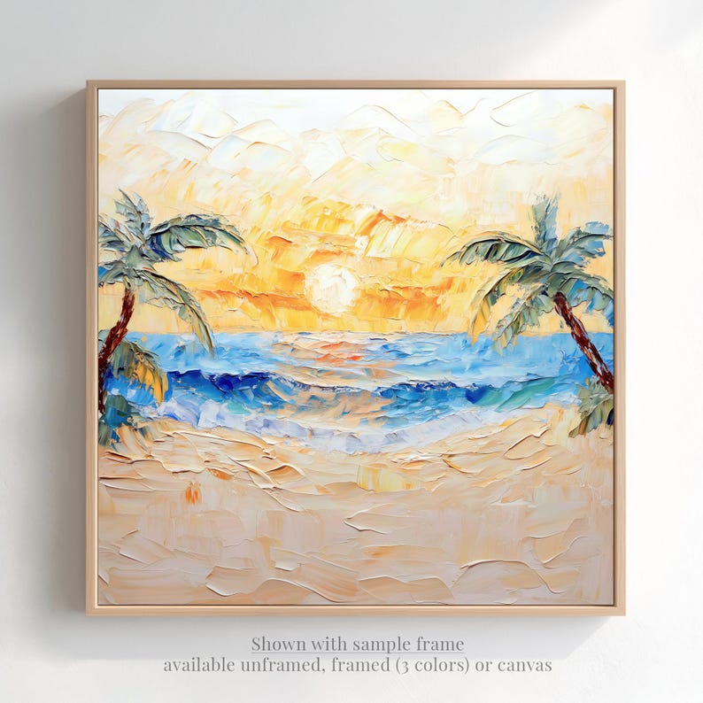 Florida Beach Art Print Ocean Oil Painting Seaside Poster Sunset ...