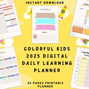 Colorful Kids 2025 Digital Daily Learning Planner - Etsy