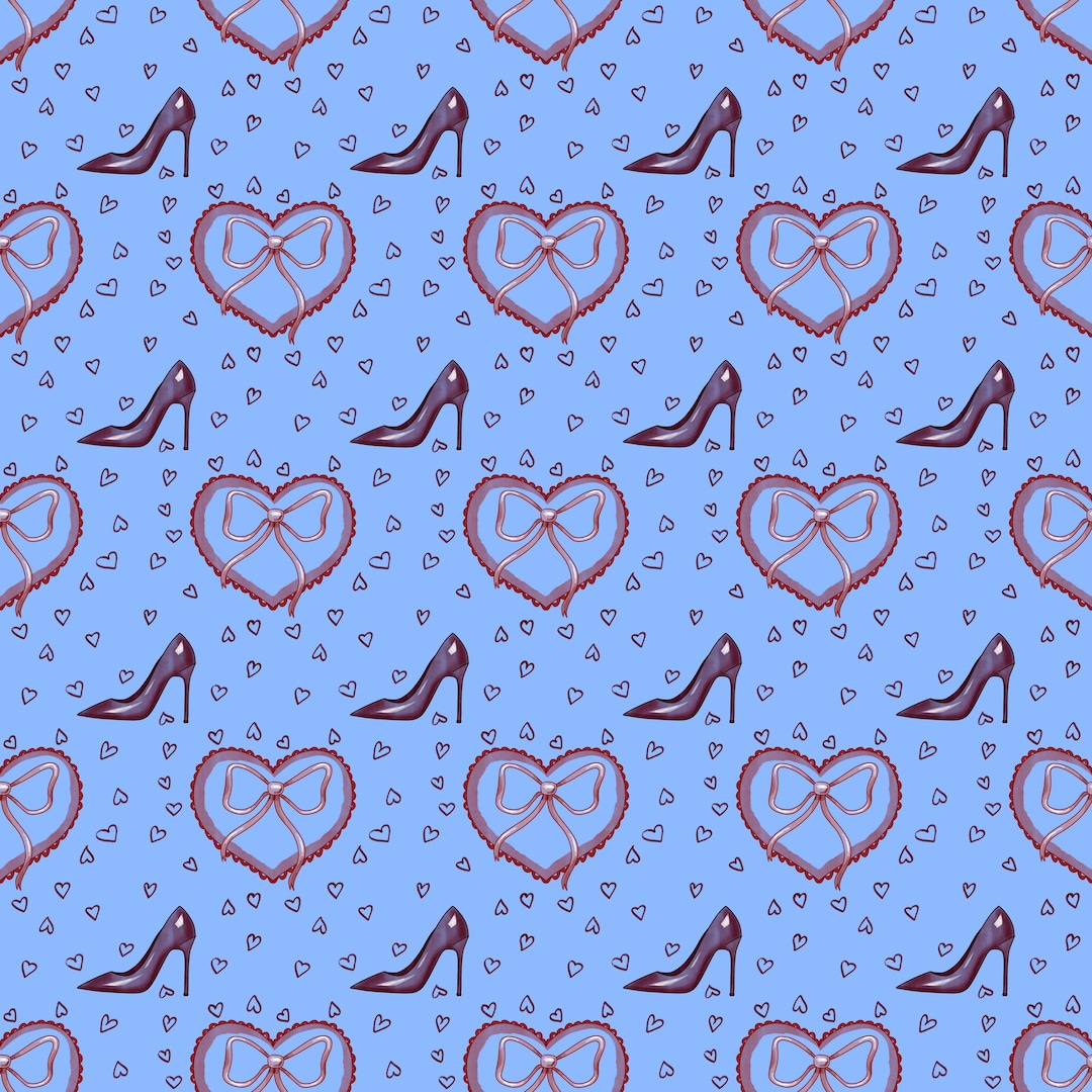 Seamless Hearts and High Heels Pattern | Fashion Digital Paper | Girly ...