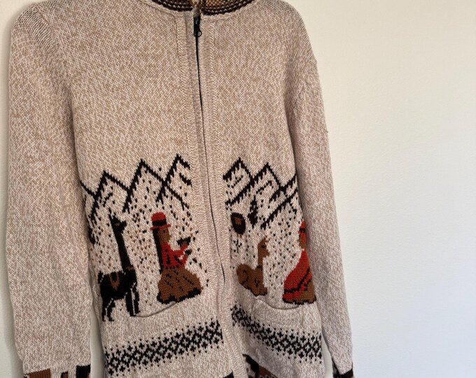 Peruvian Inca Alpaca Zip-up Sweater, 100% Handmade Women’s Small - Etsy
