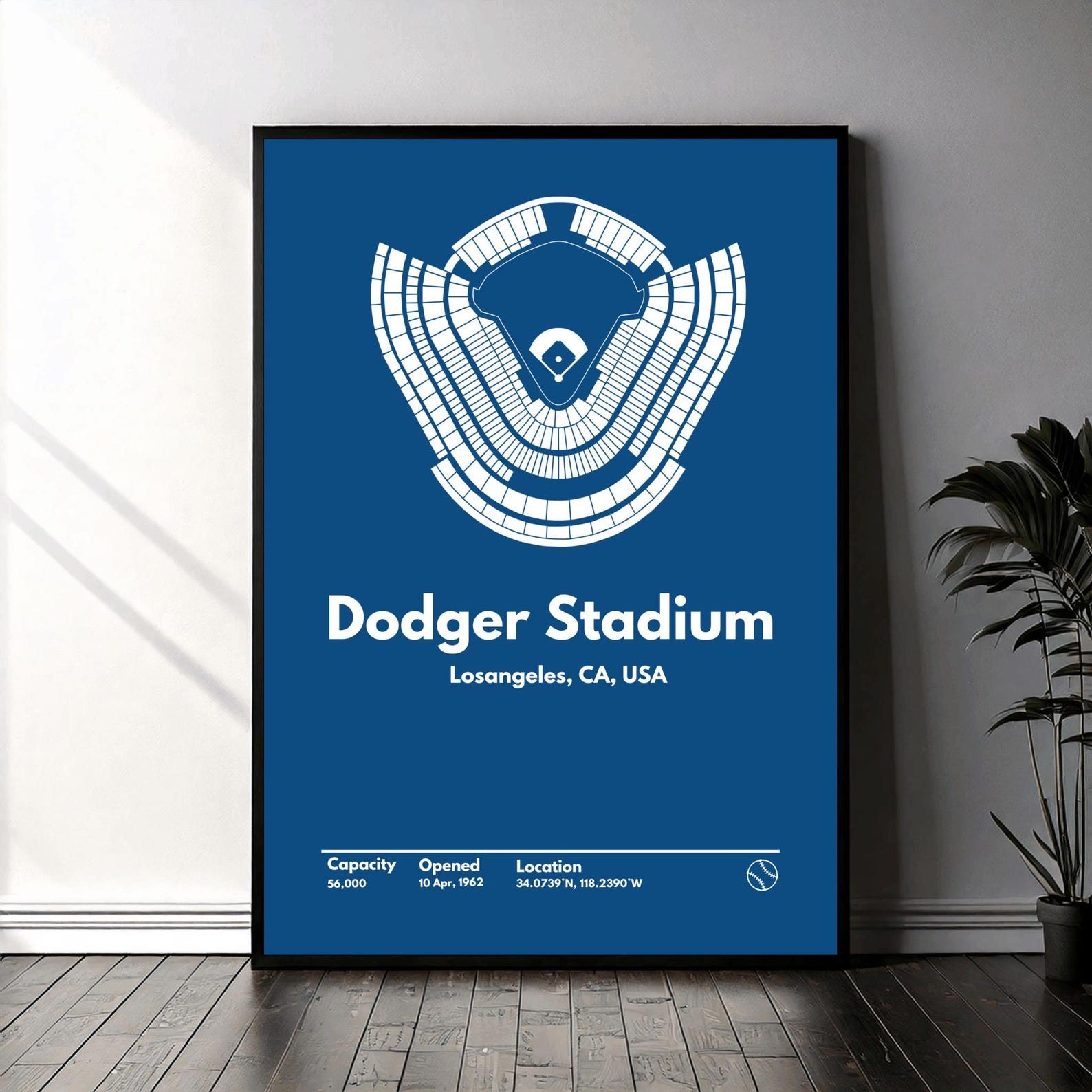 LA Dodgers Poster, Los Angeles Dodger Stadium Print, Mid Century Modern ...