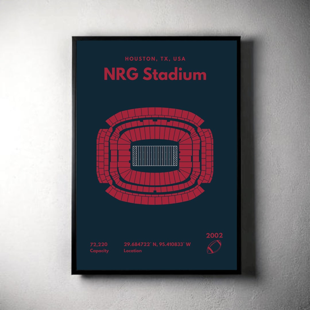 Houston Texans Poster, NRG Stadium Print, Mid Century Modern Football ...