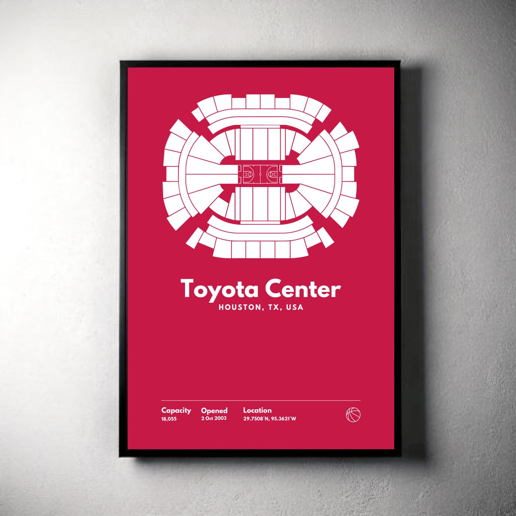 Houston Rockets Poster, Toyota Center Stadium Print, Mid Century Modern ...