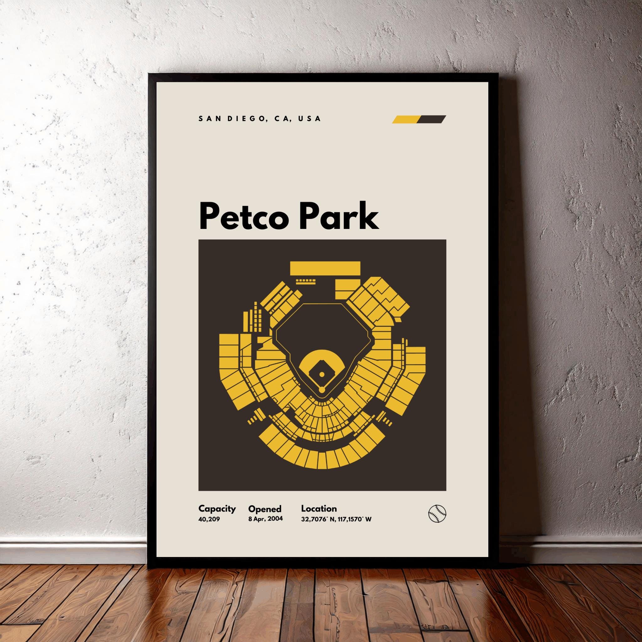 San Diego Padres Poster, Petco Park Stadium Print, Mid Century Modern ...