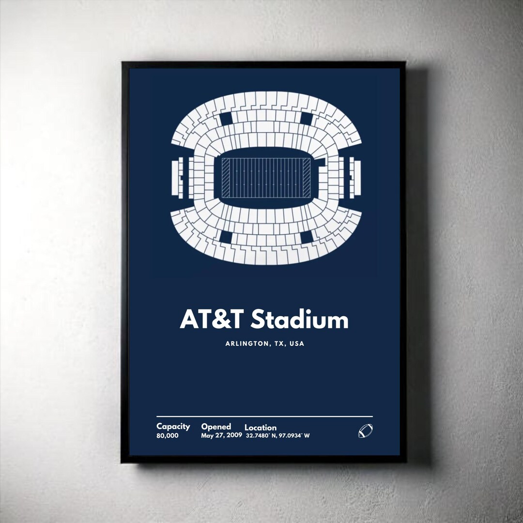 Dallas Cowboys Poster, AT&T Stadium Print, Minimalist Football Wall Art ...