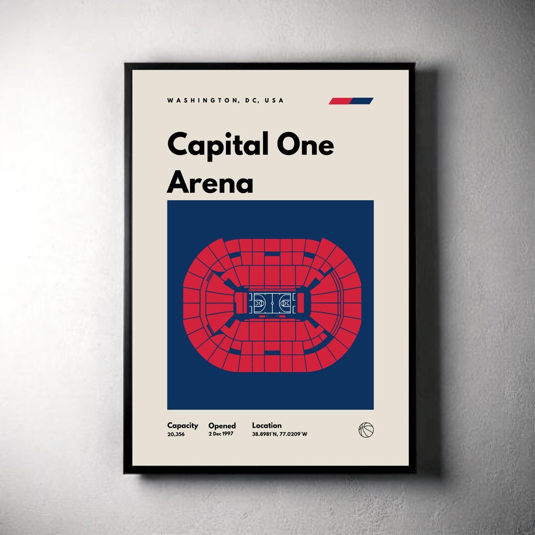 Washington Wizards Poster, Capital One Arena Print, Mid Century Modern ...
