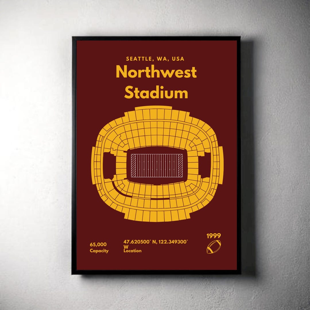 Washington Commanders Poster, Northwest Stadium Print, Mid Century ...