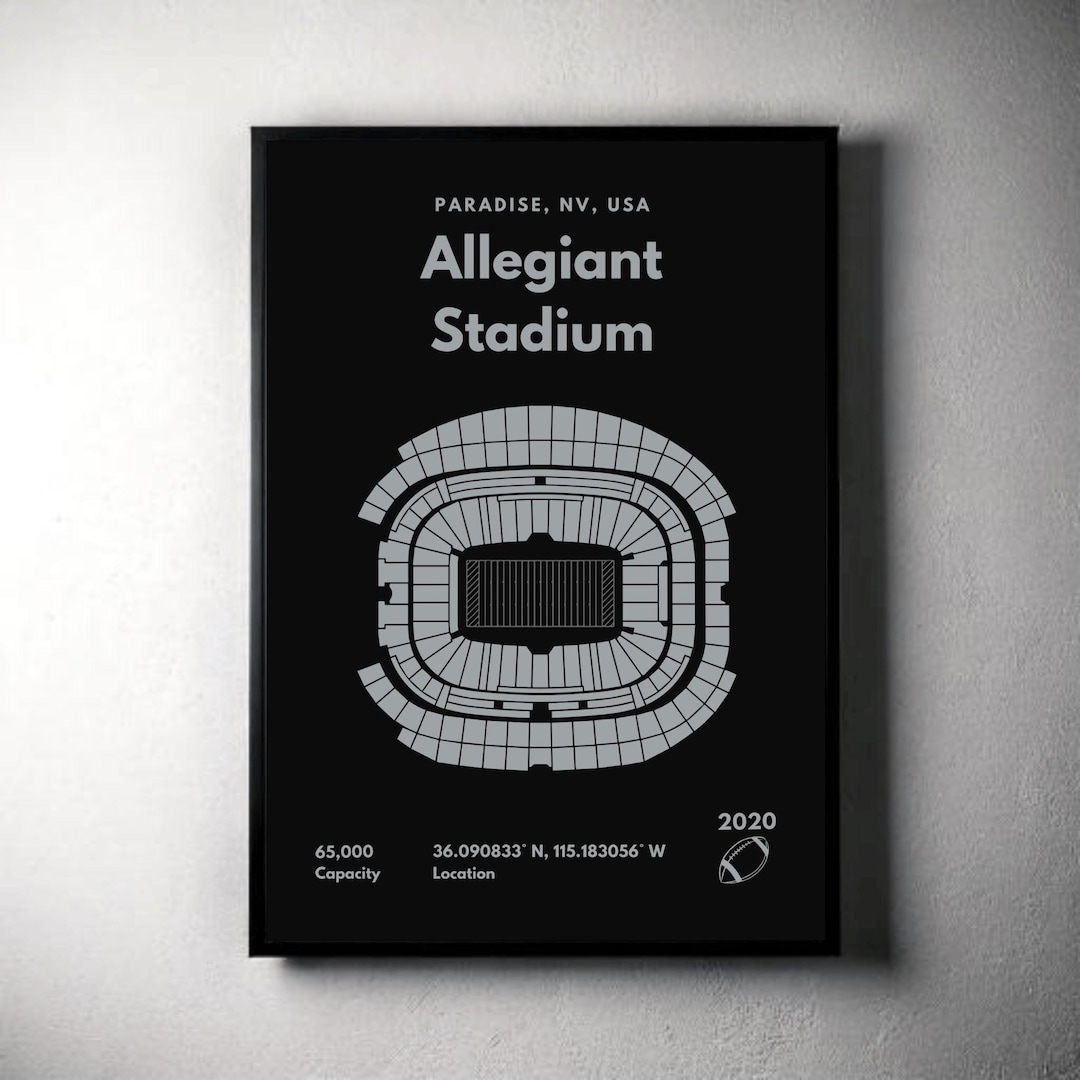 Vegas Raiders Poster, Allegiant Stadium Print, NFL Poster, Mid Century ...