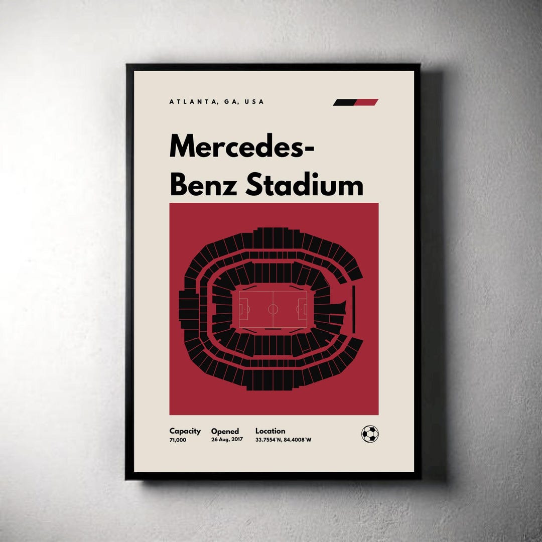 Atlanta United Poster, Mercedes Benz Stadium Print, MLS Poster, Mid ...
