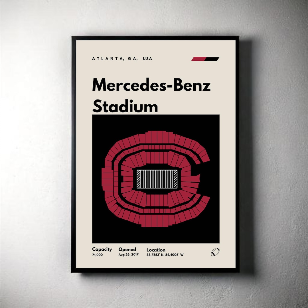 Atlanta Falcons Poster, Mercedes-benz Stadium Print, Mid Century Modern ...