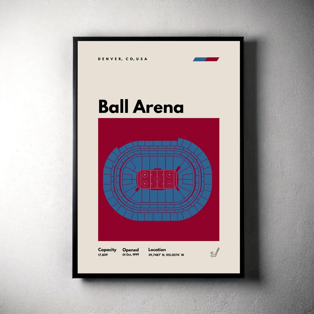 Colorado Avalanche Poster, Ball Arena Stadium Print, Mid Century Modern ...