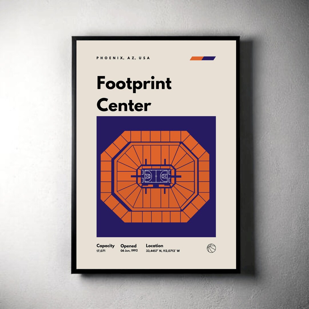 Phoenix Suns Poster, Footprint Center Stadium Print, Mid Century Modern ...