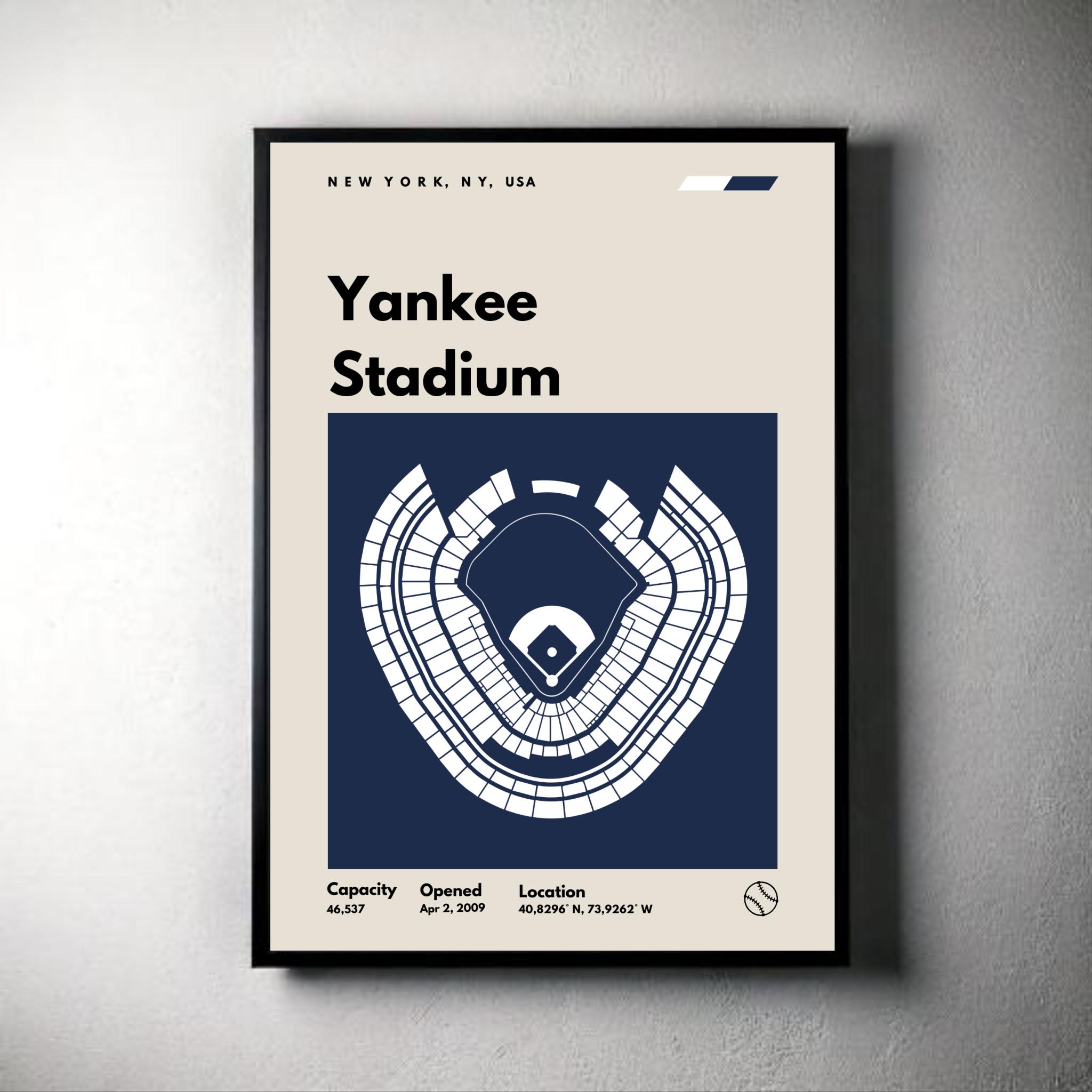 NY Yankees Poster, New York Yankee Stadium Print, Mid Century Modern ...
