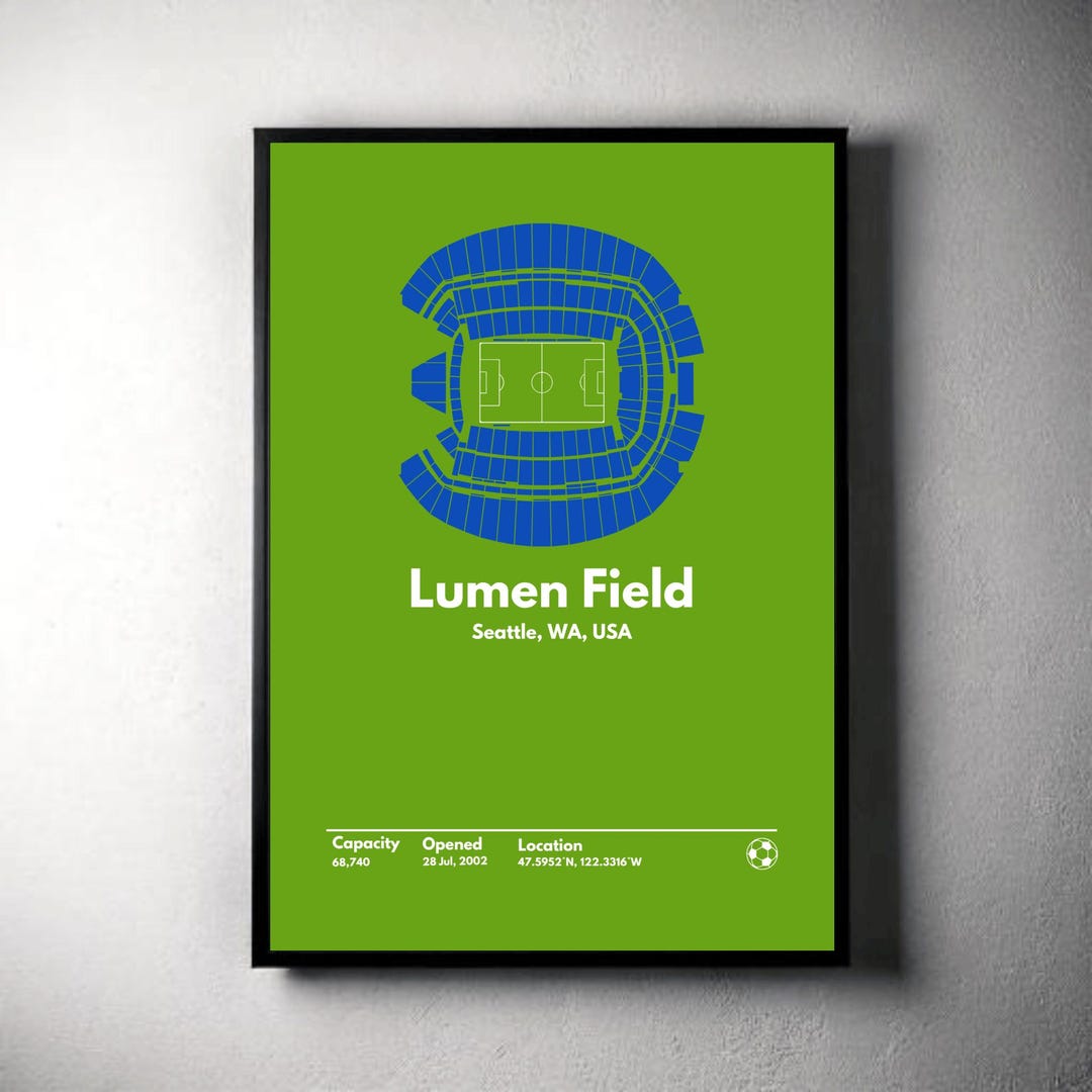 Seattle Sounders Poster, Lumen Field Print, Mid Century Modern Soccer ...