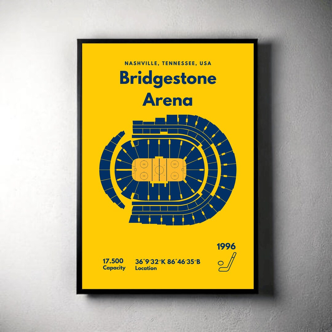 Bridgestone Arena Poster, Nashville Predators Arena Print, Mid Century ...