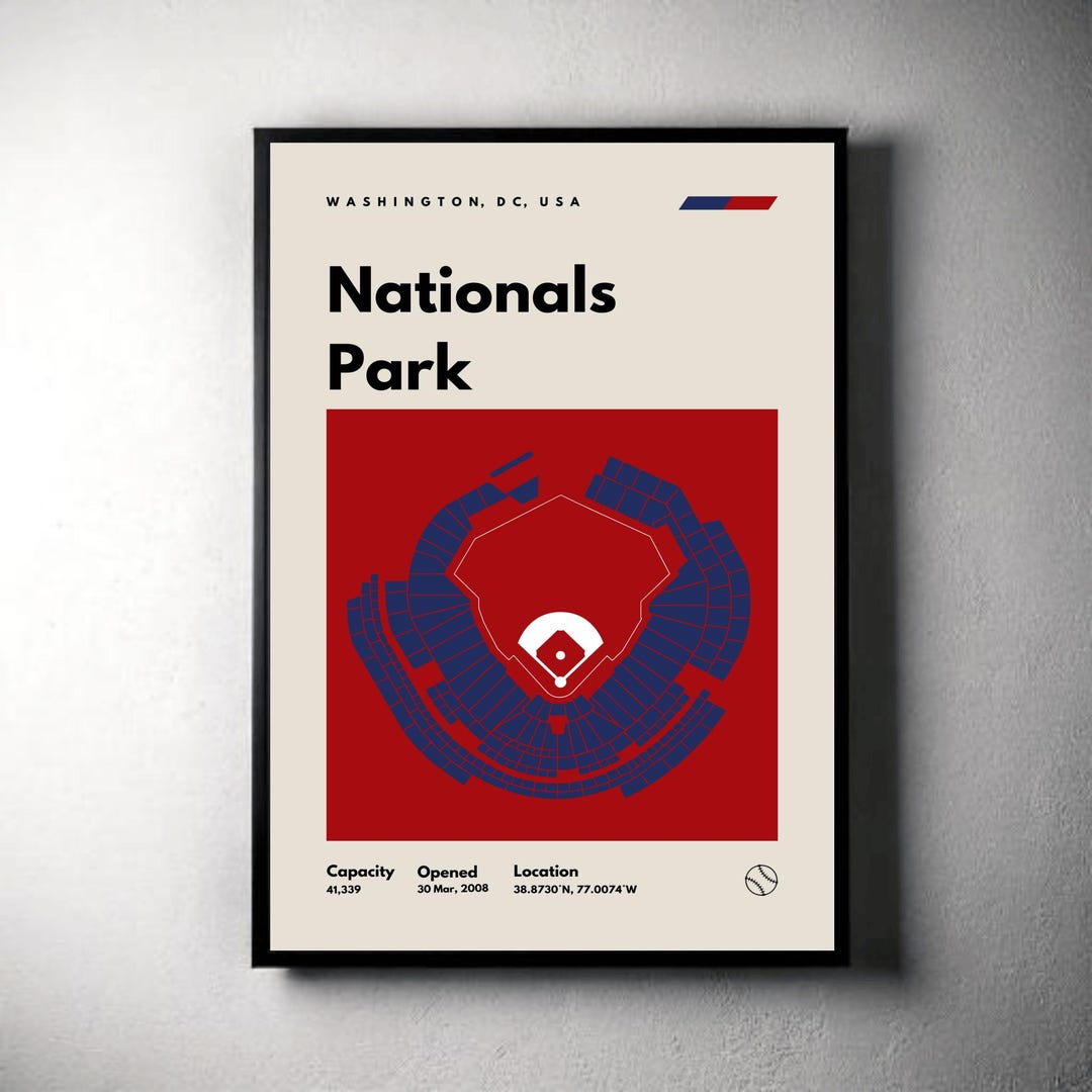 Washington Nationals Poster, Nationals Park Stadium Print, Mid Century ...