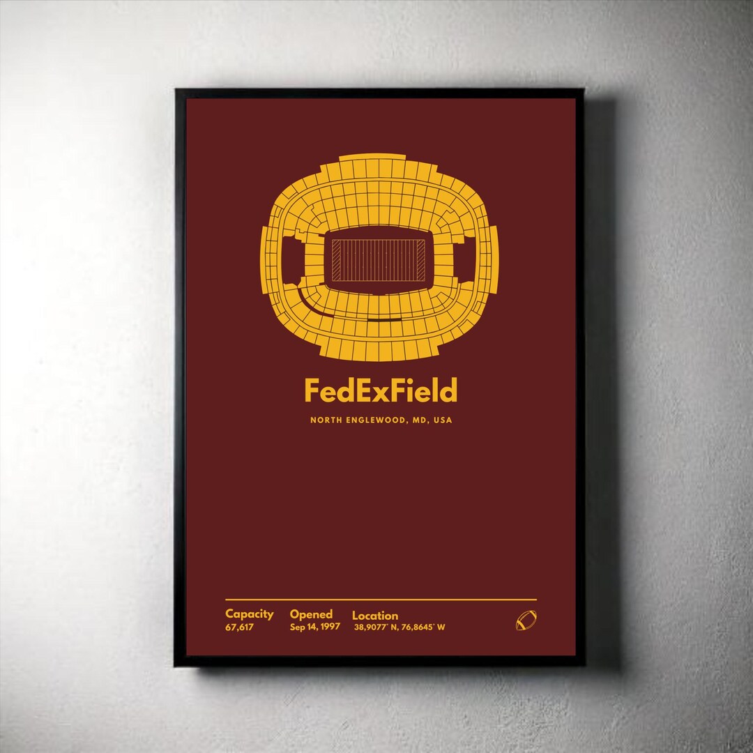Washington Commanders Poster, Fedexfield Stadium Wall Art, Minimalist ...